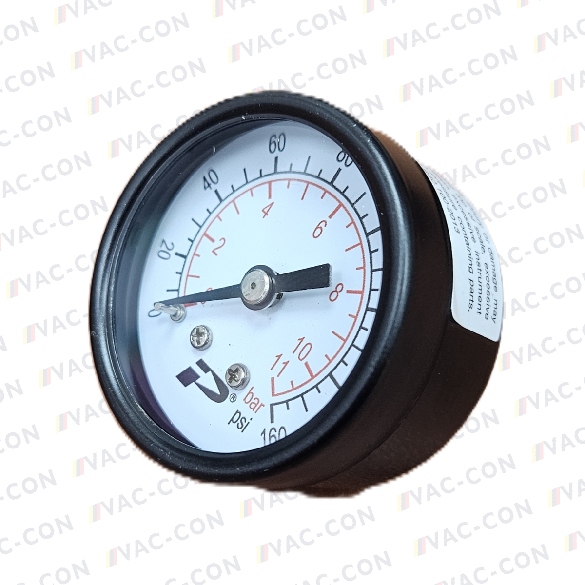 40MM PRESSURE GAUGE 11 bar Rear Entry — VAC-CON Ltd
